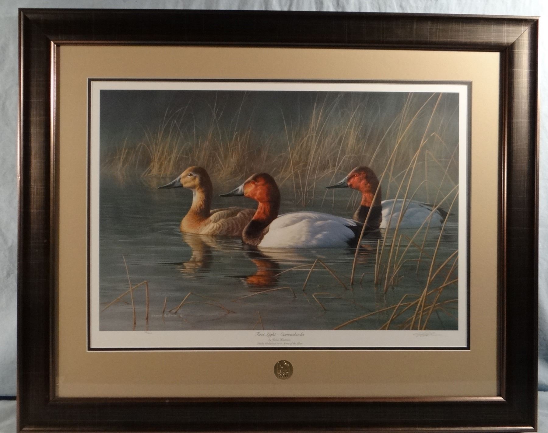 James Hautman, First Light-Canvasbacks, 148/3200, signed, DU 2011 ...