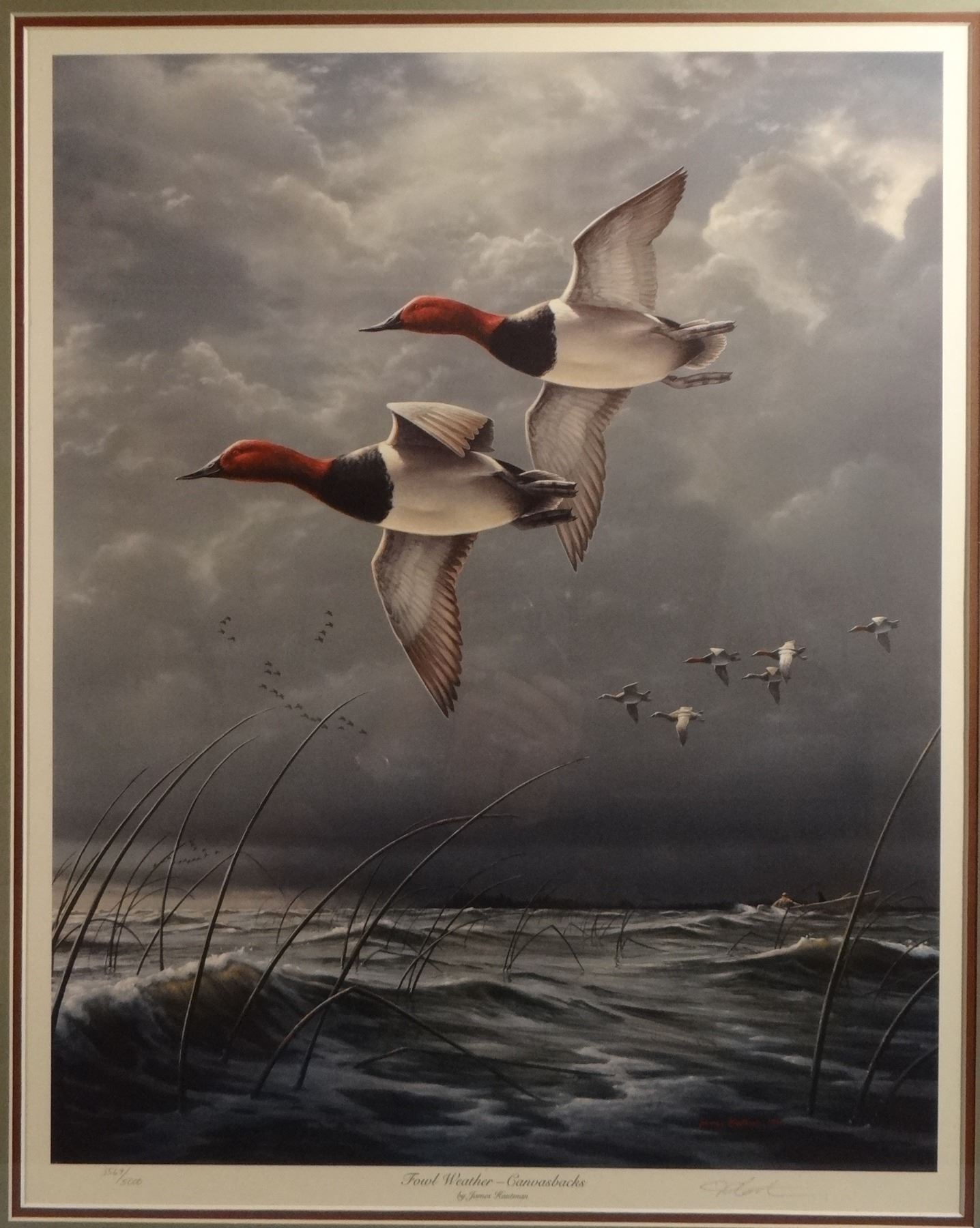James Hautman, Fowl Weather-Canvasbacks, 3568/5000, signed, 18w x 23h