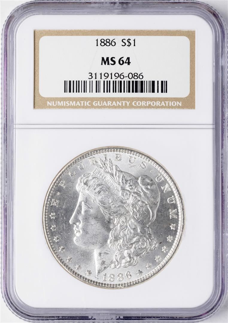 1886 $1 Morgan Silver Dollar Coin NGC MS64