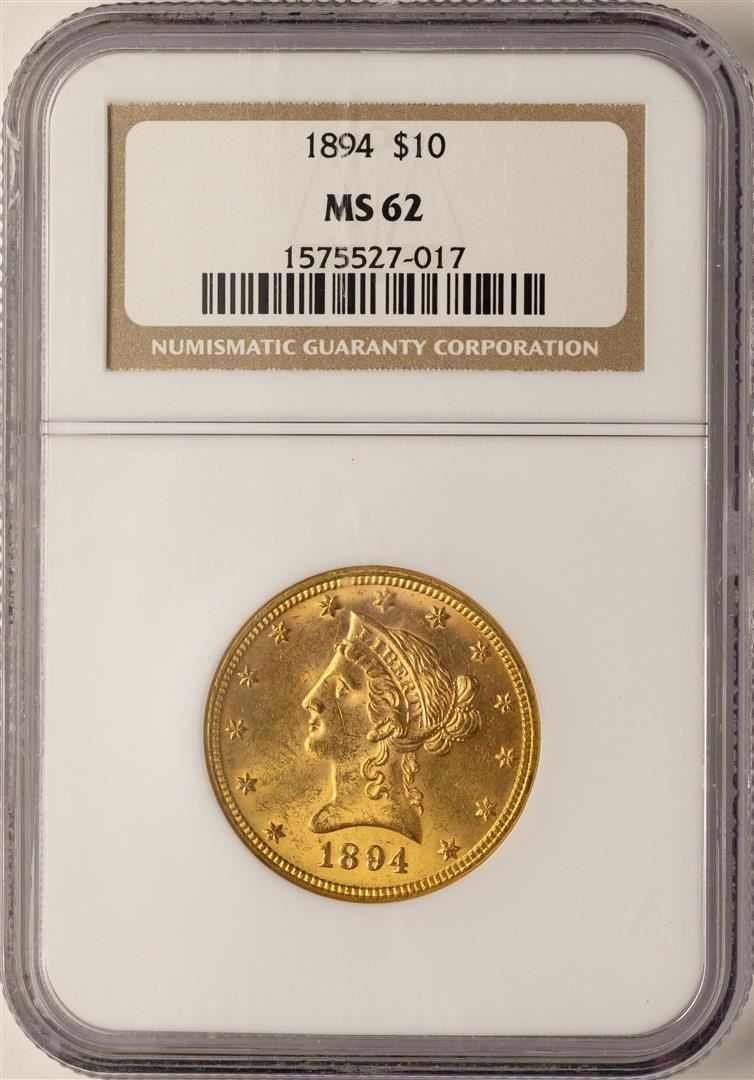 1894 $10 Liberty Head Eagle Gold Coin NGC MS62