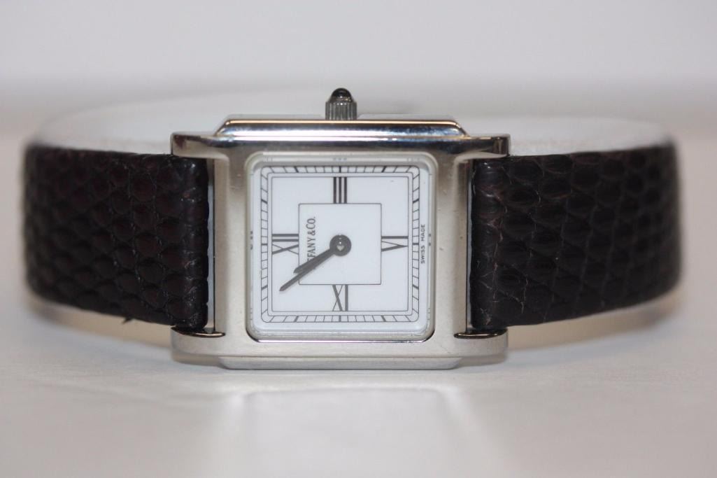 Authentic Tiffany & Co. Women's Sterling Silver Square Watch With ...