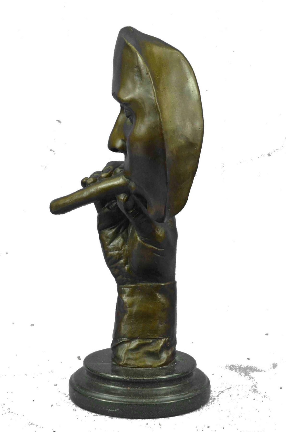 Abstract Bronze Sculpture of Man's Face Smoking Cigar 15" x 8"