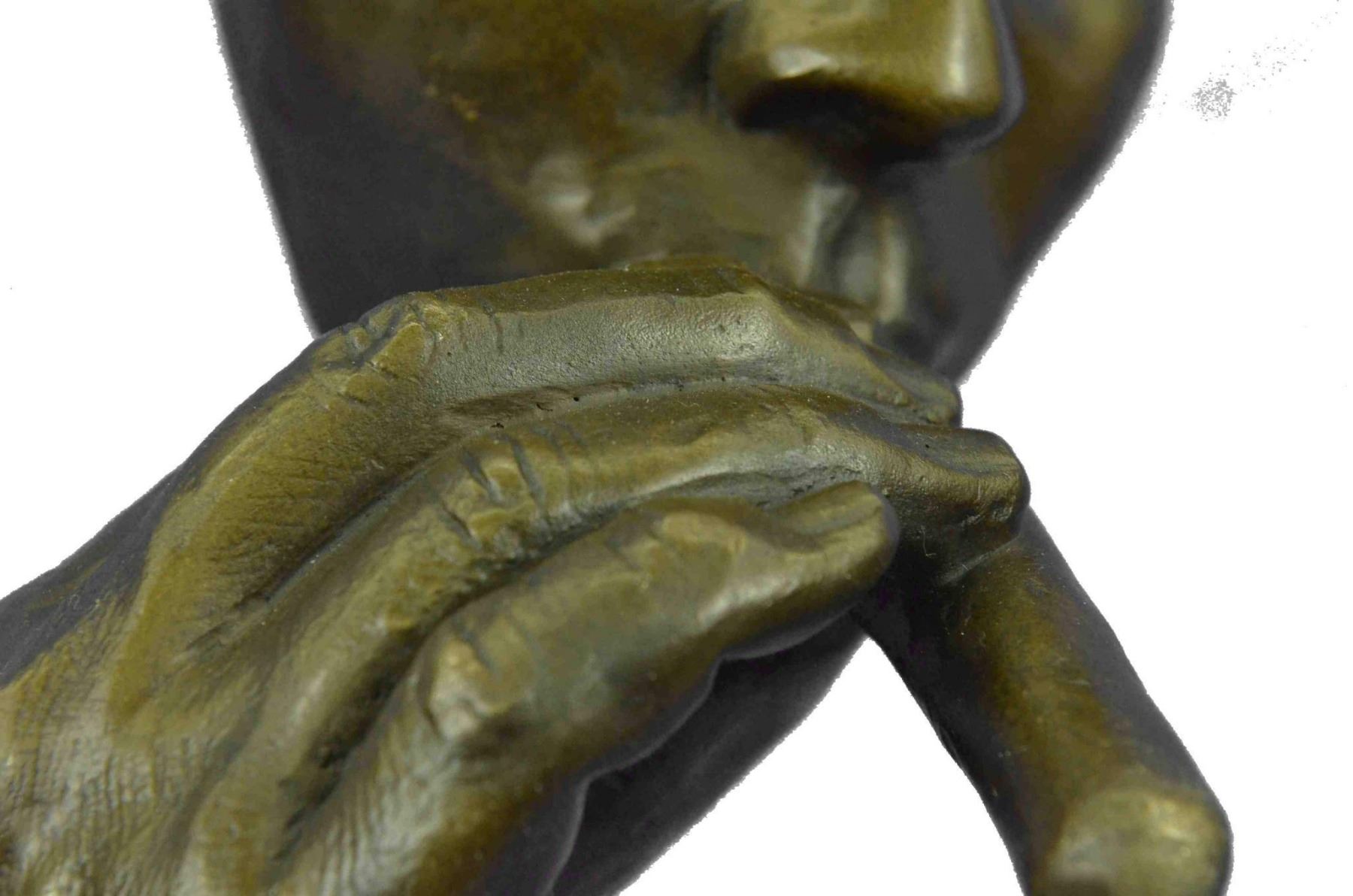 Abstract Bronze Sculpture of Man's Face Smoking Cigar 15" x 8"