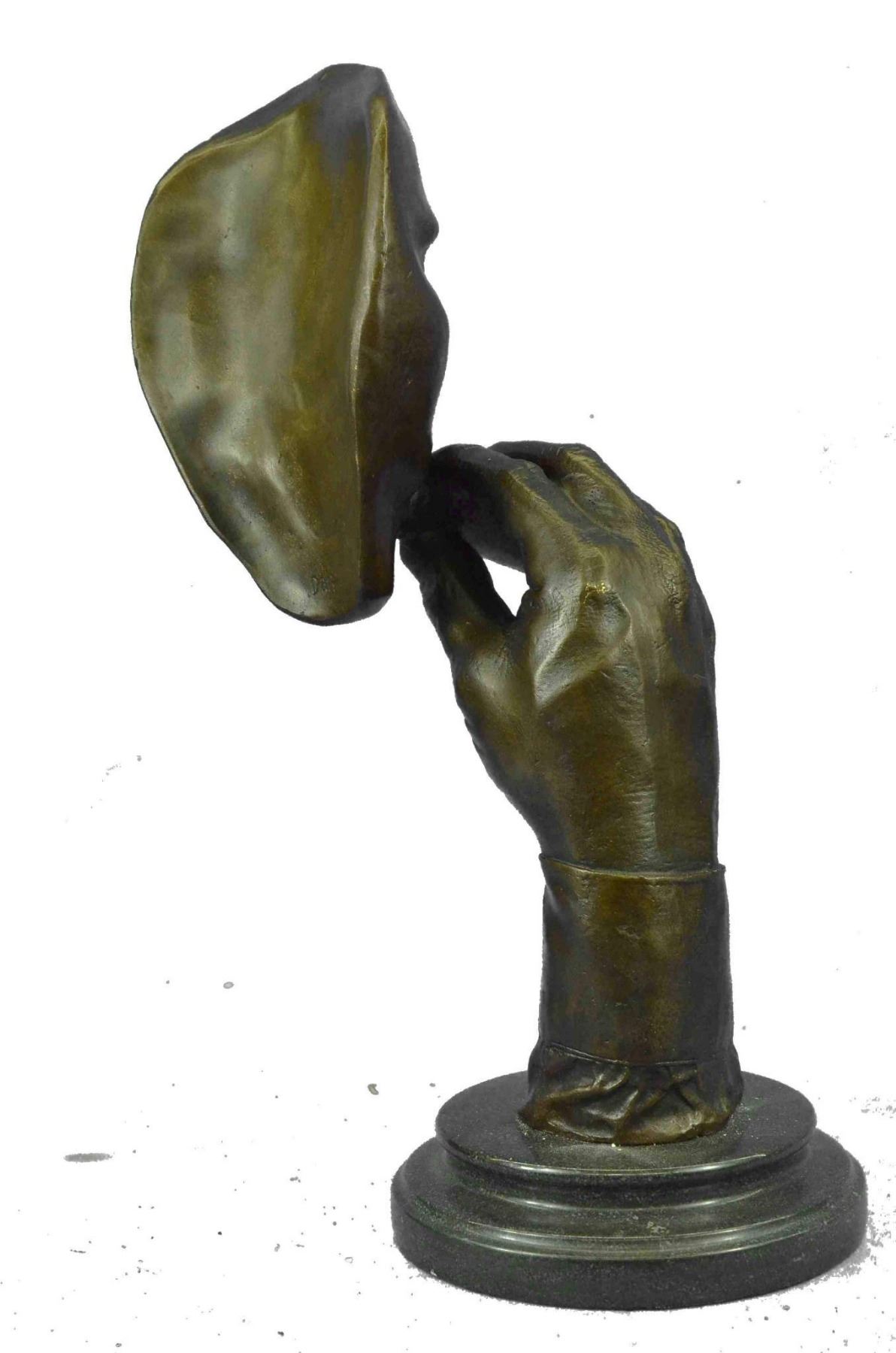 Abstract Bronze Sculpture of Man's Face Smoking Cigar 15" x 8"