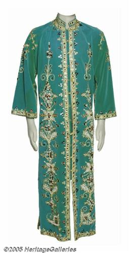 Elvis Presley Green Jewelled Kaftan Robe. Feature