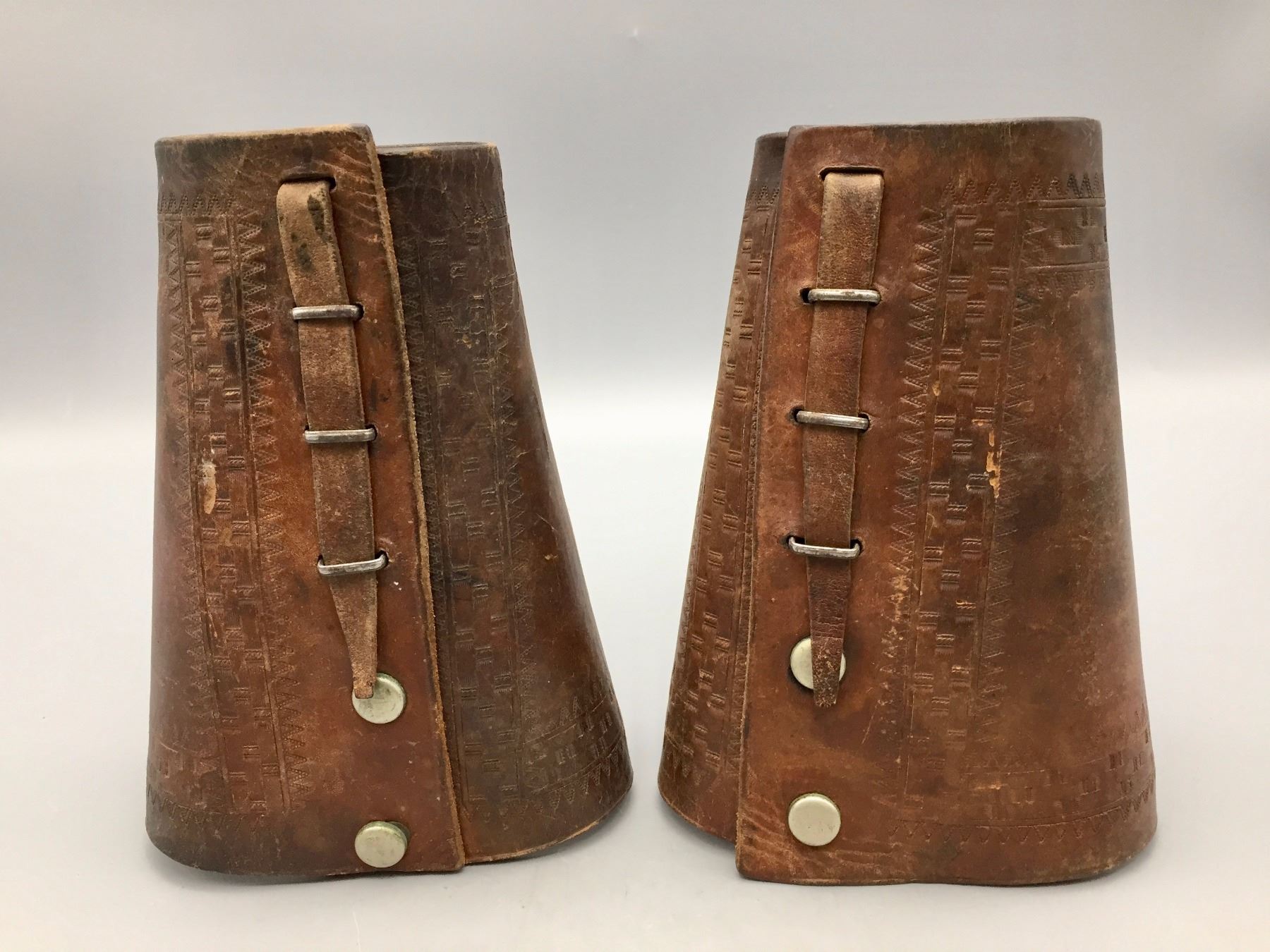 Antique Leather Cowboy Wrist Cuffs