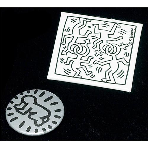 Keith Haring pin, male and female figures