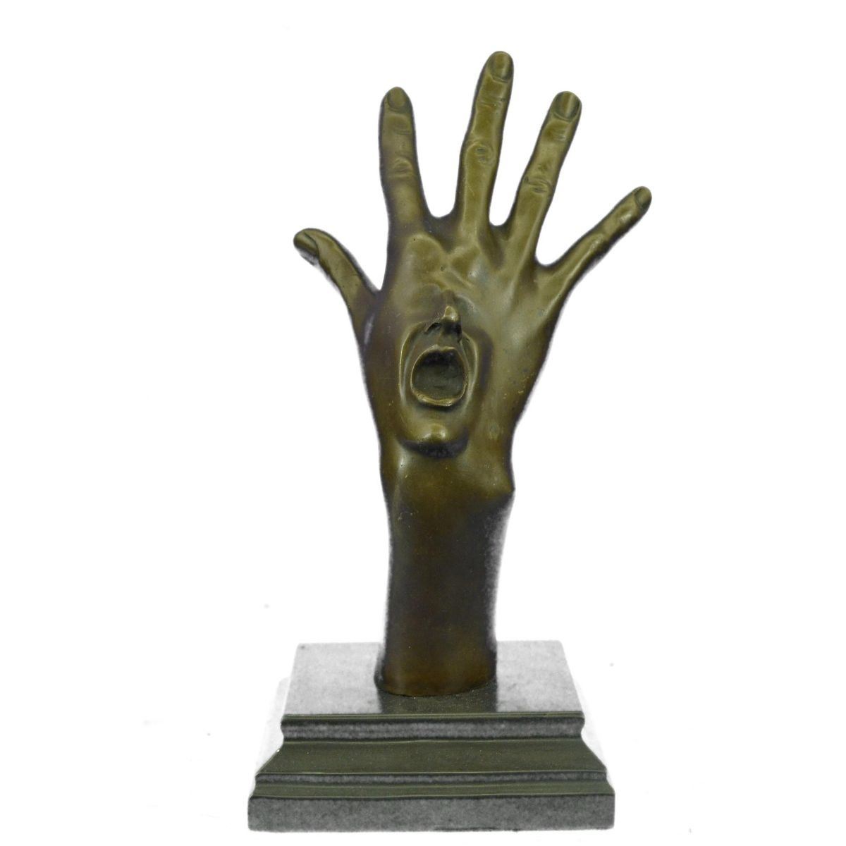 Surreal Abstract Bronze Sculpture of Screaming Hand Mouth 14" x 7"