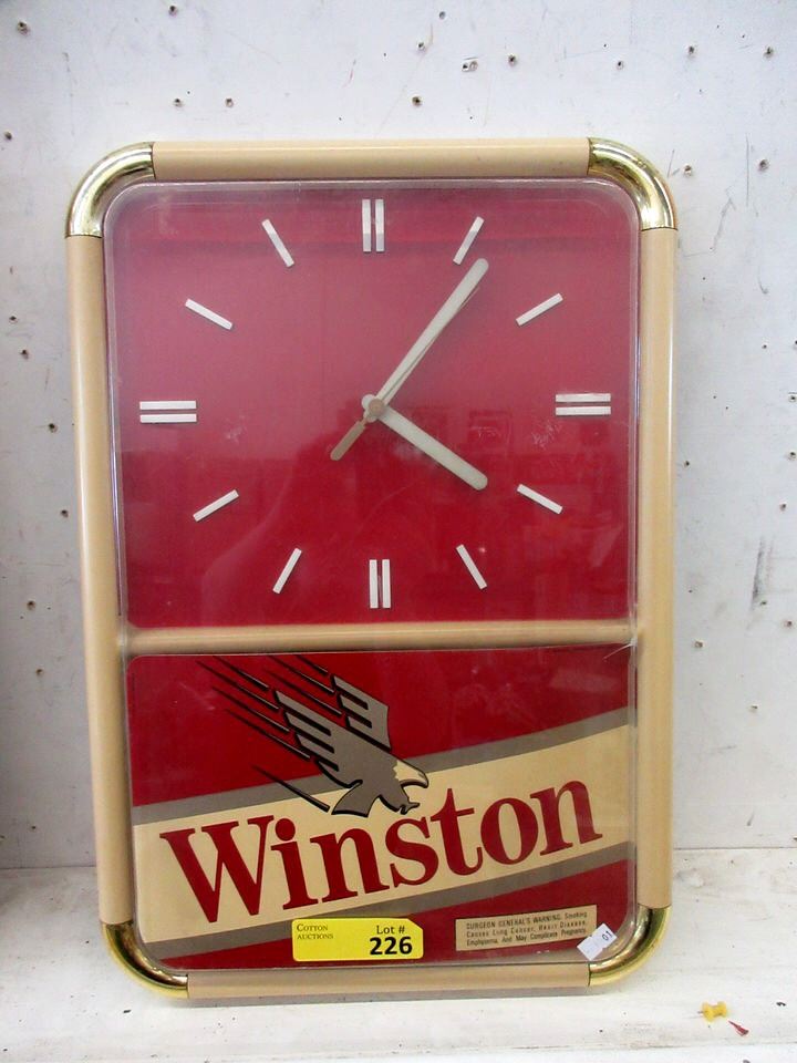 Vintage Winston Cigarette Wall Clock - 20 x 14"