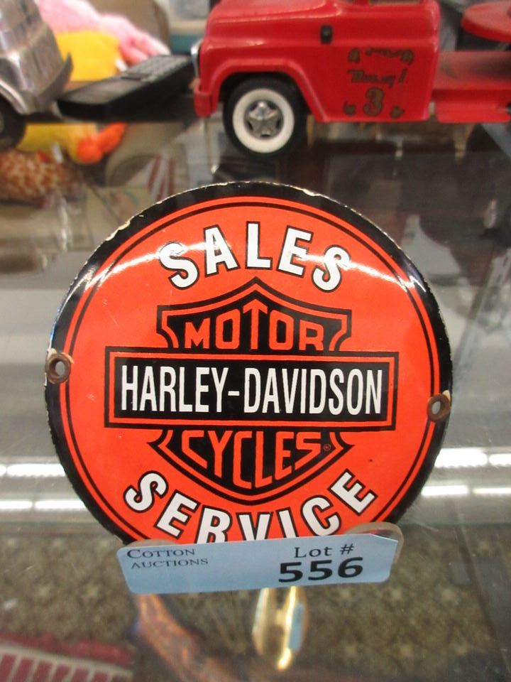 Vintage 5" Harley Davidson Round Porcelain Sign