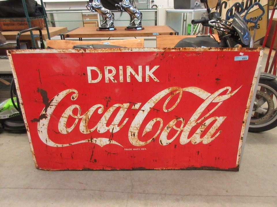 Large Vintage 1960s Embossed Steel Coca-Cola Sign