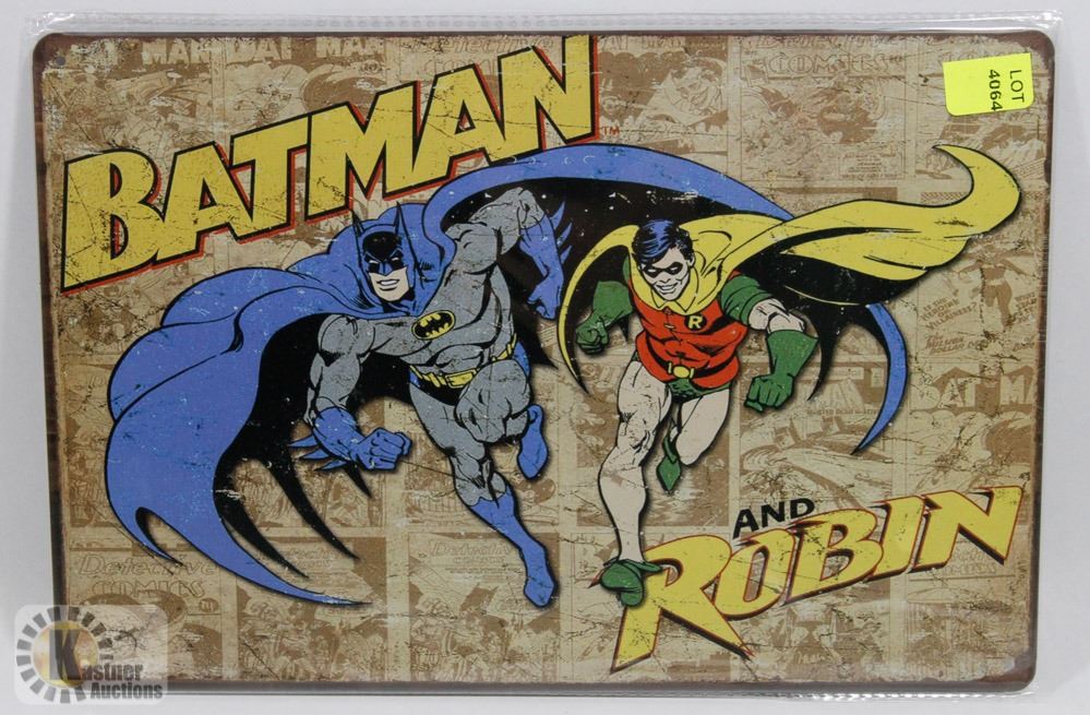 NEW 12" X 8" BATMAN & ROBIN METAL SIGN