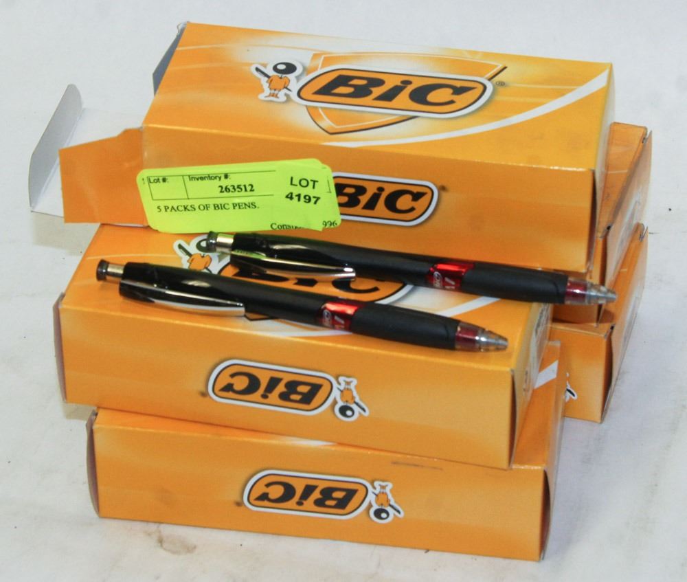 5 Packs Of Bic Pens