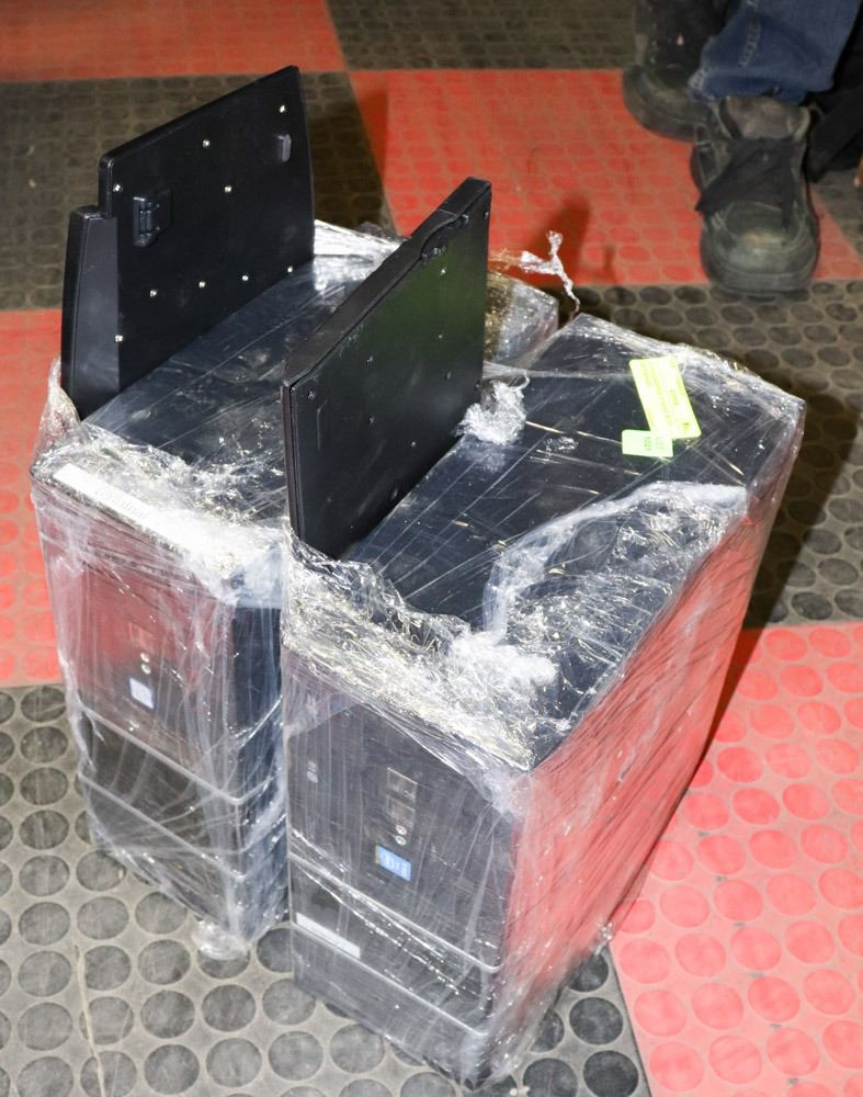 2 LG COMPUTER TOWERS WITH KEYBOARD.