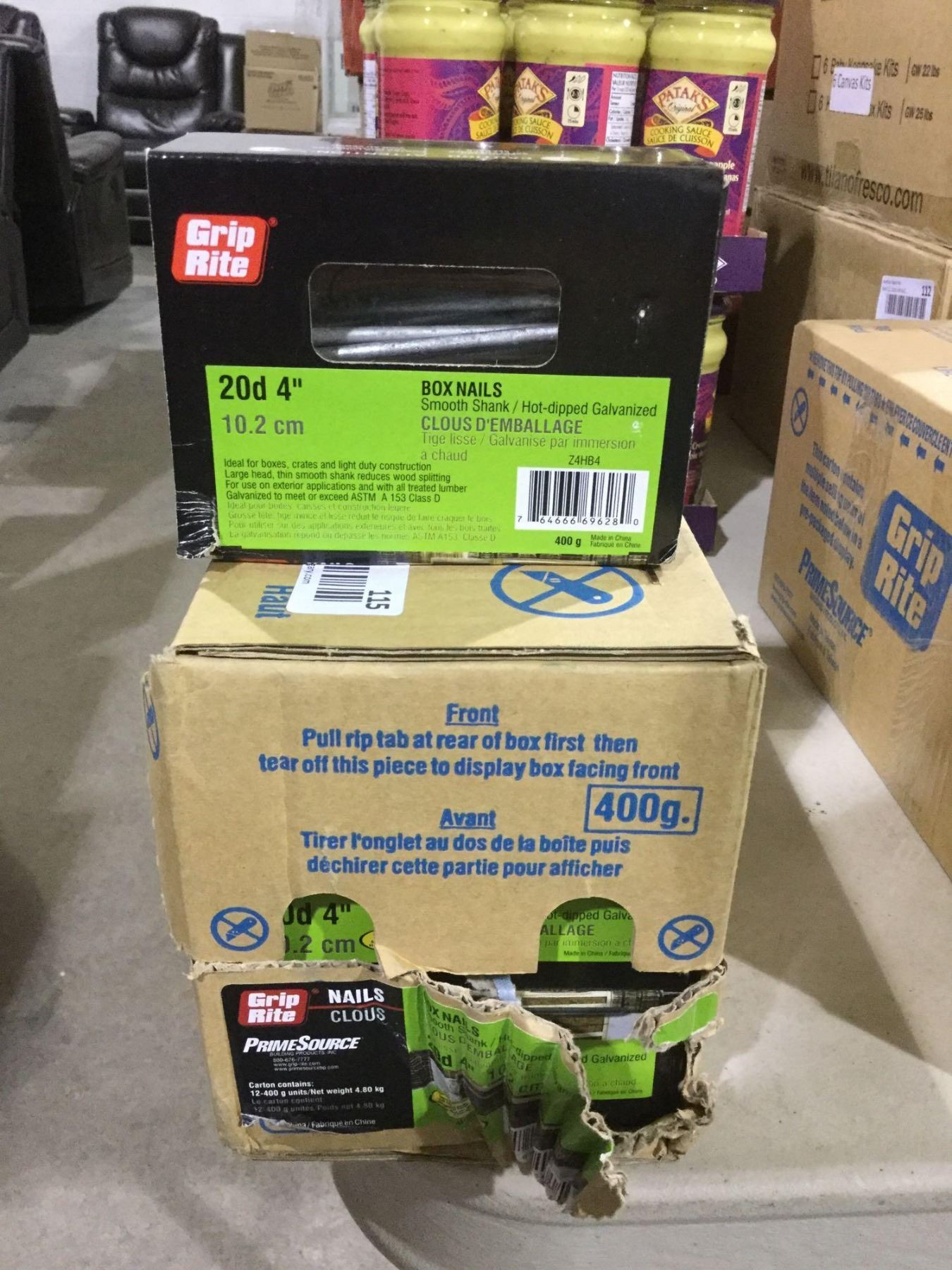 Case of Grip Rite Box Nails 20d 4" (12 x 400g)
