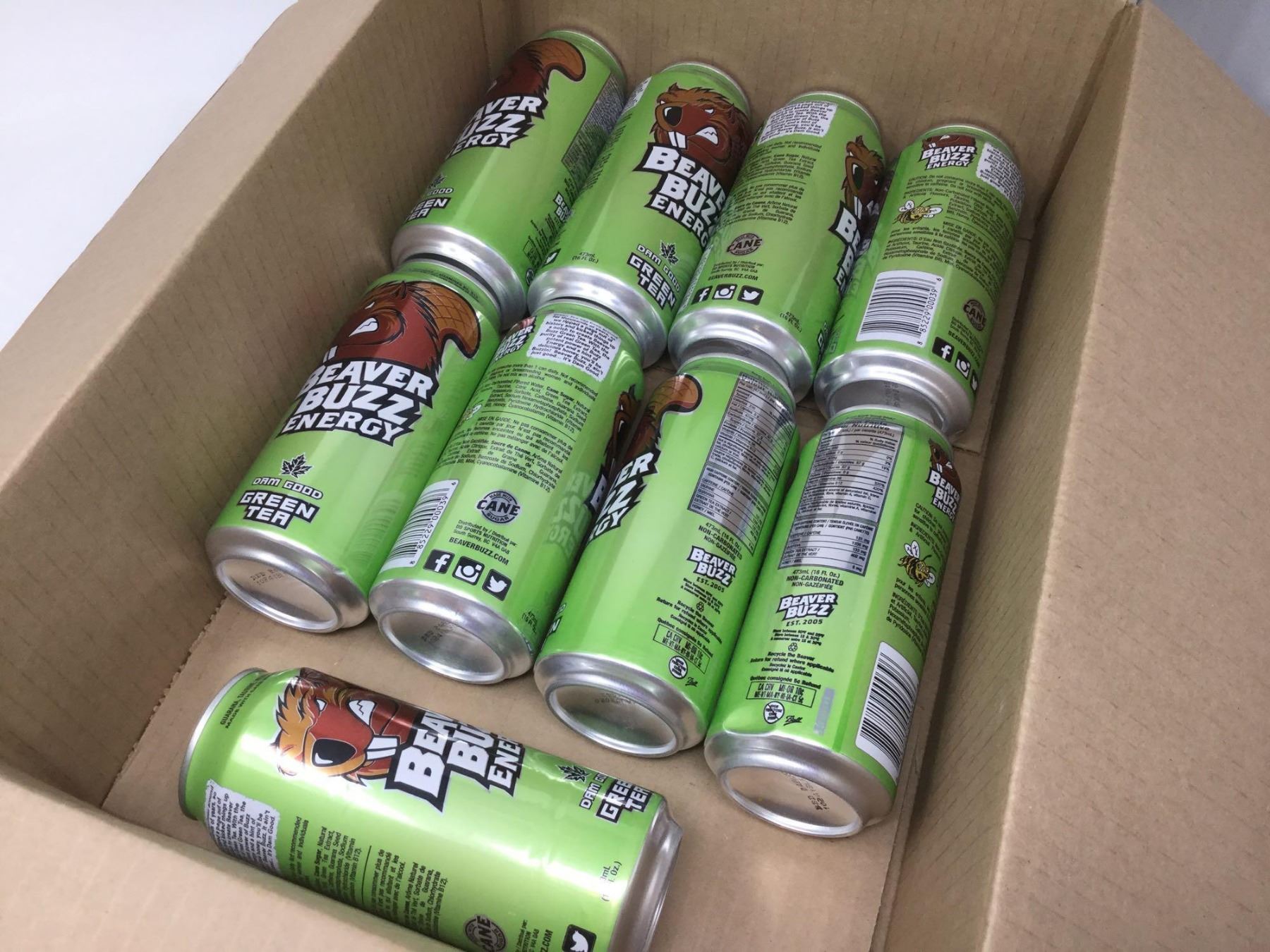 Beaver Buzz Energy Green Tea Energy Drink (473ml x 9)