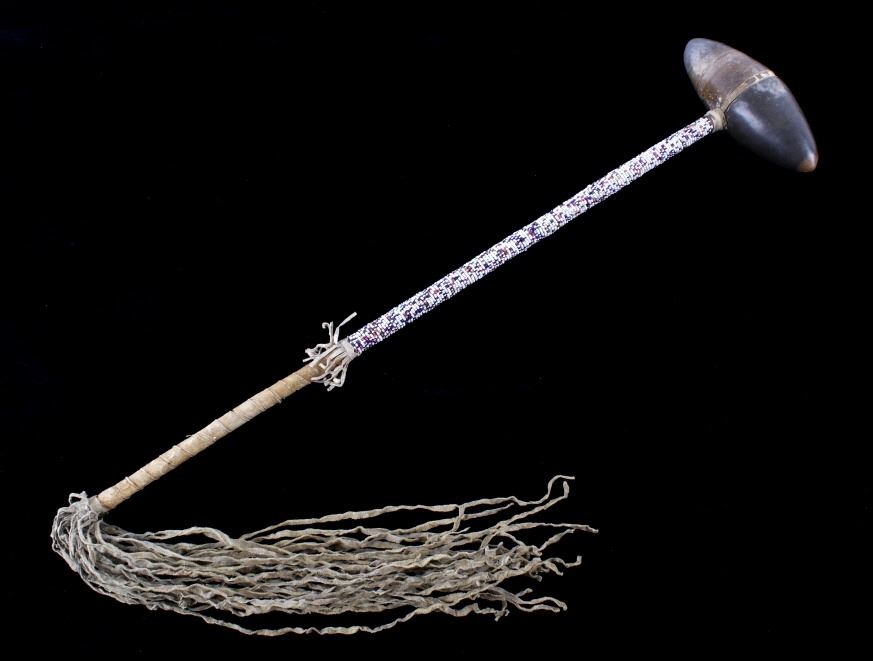 Blackfoot Fully Beaded Skullcracker War Club c1890
