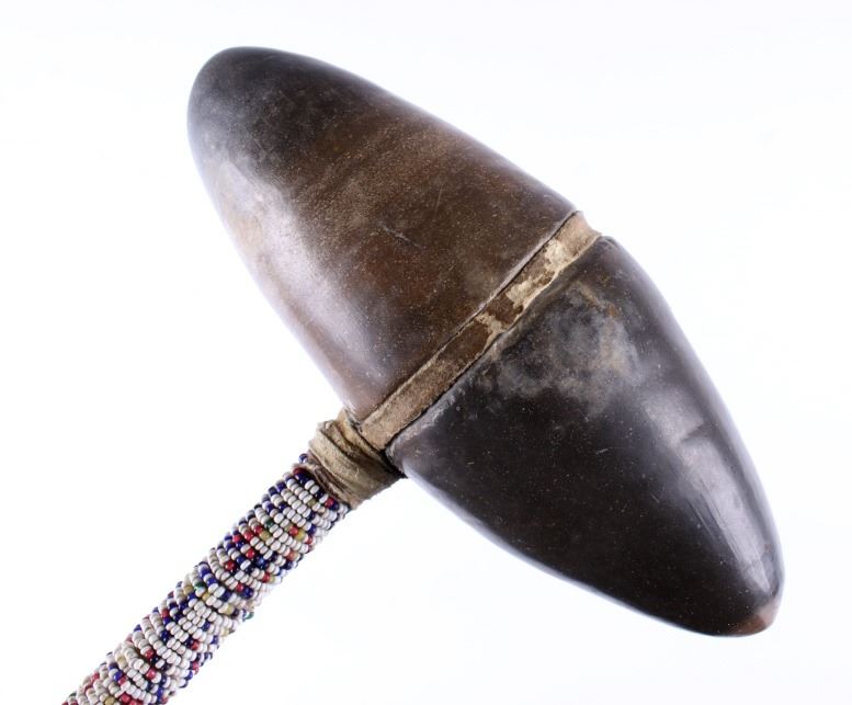 Blackfoot Fully Beaded Skullcracker War Club c1890