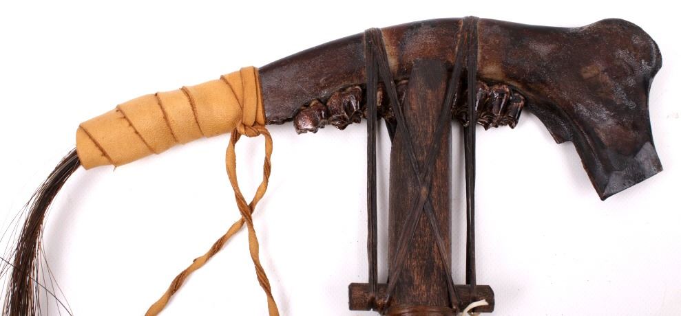 Crow Beaded Deer Jawbone & Horsehair Tomahawk