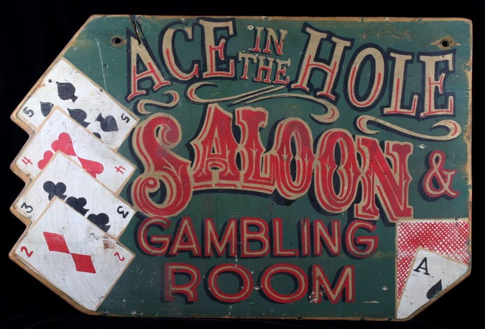 Hand Painted Folk Art Gambling Room Sign