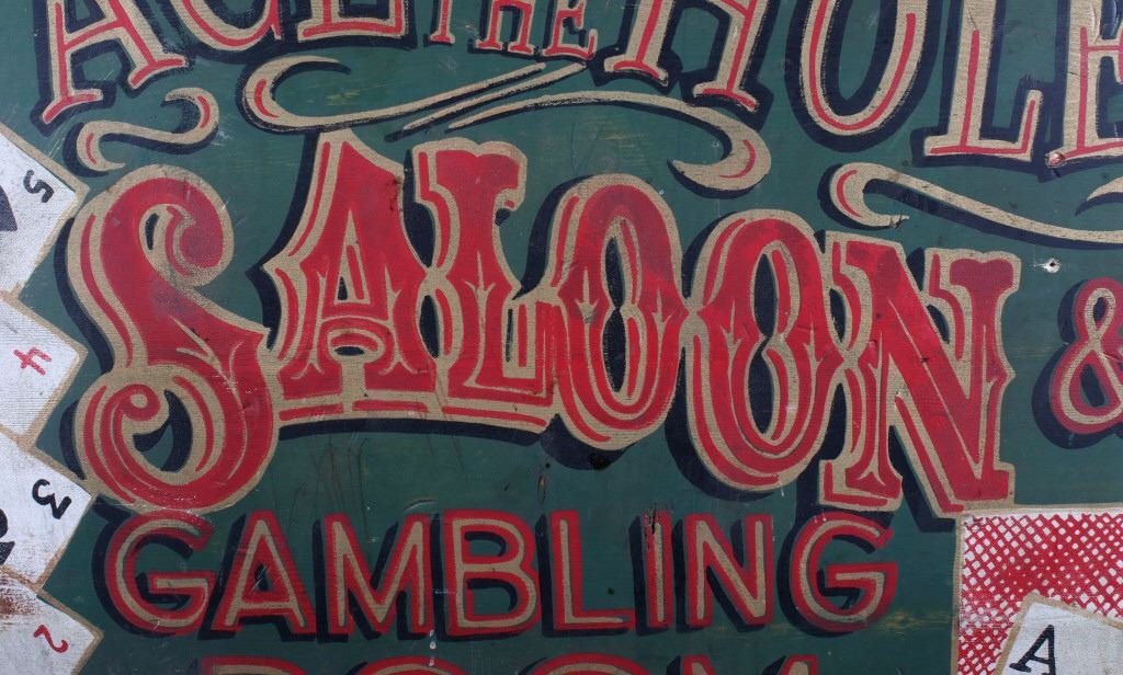 Hand Painted Folk Art Gambling Room Sign