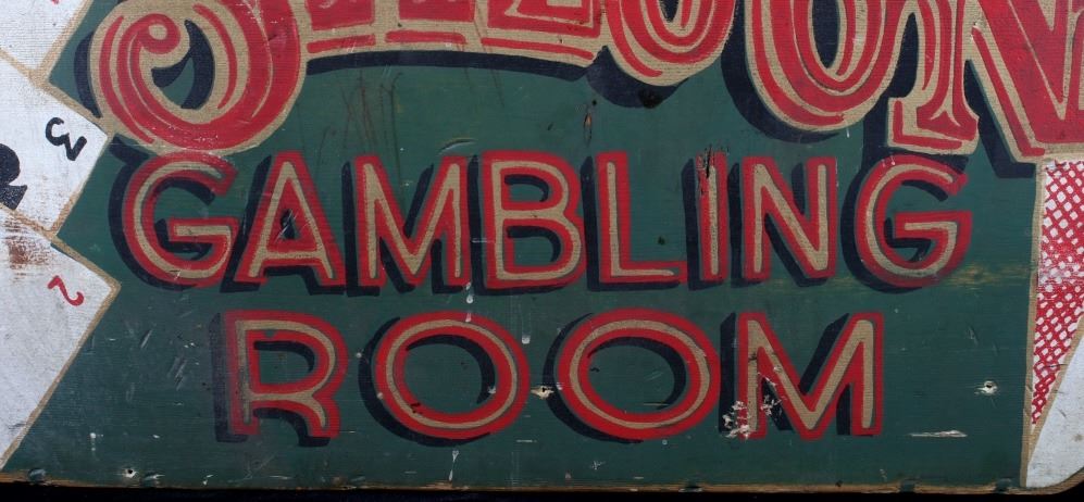 Hand Painted Folk Art Gambling Room Sign