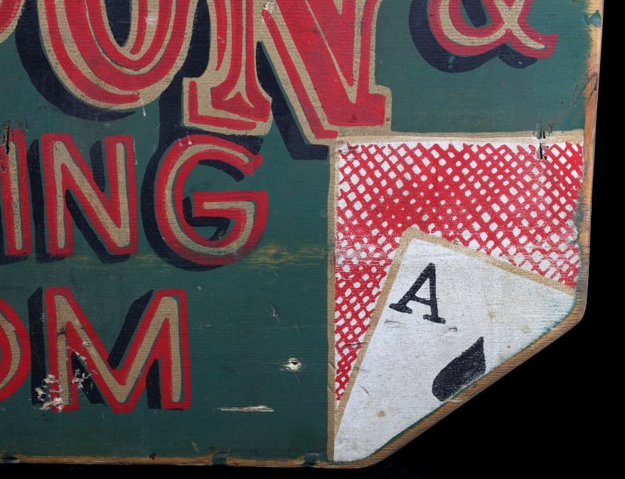 Hand Painted Folk Art Gambling Room Sign