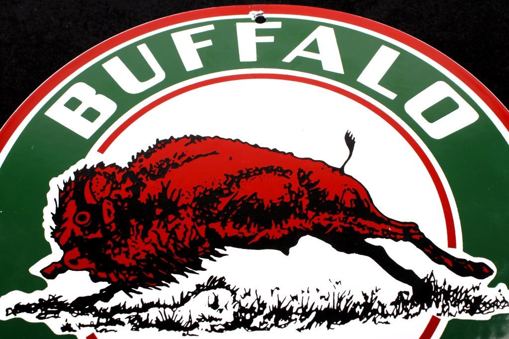 Buffalo Gasoline Porcelain Gas Station Pump Sign