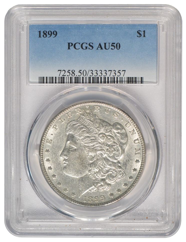 1899 $1 Morgan Silver Dollar Coin PCGS AU-50