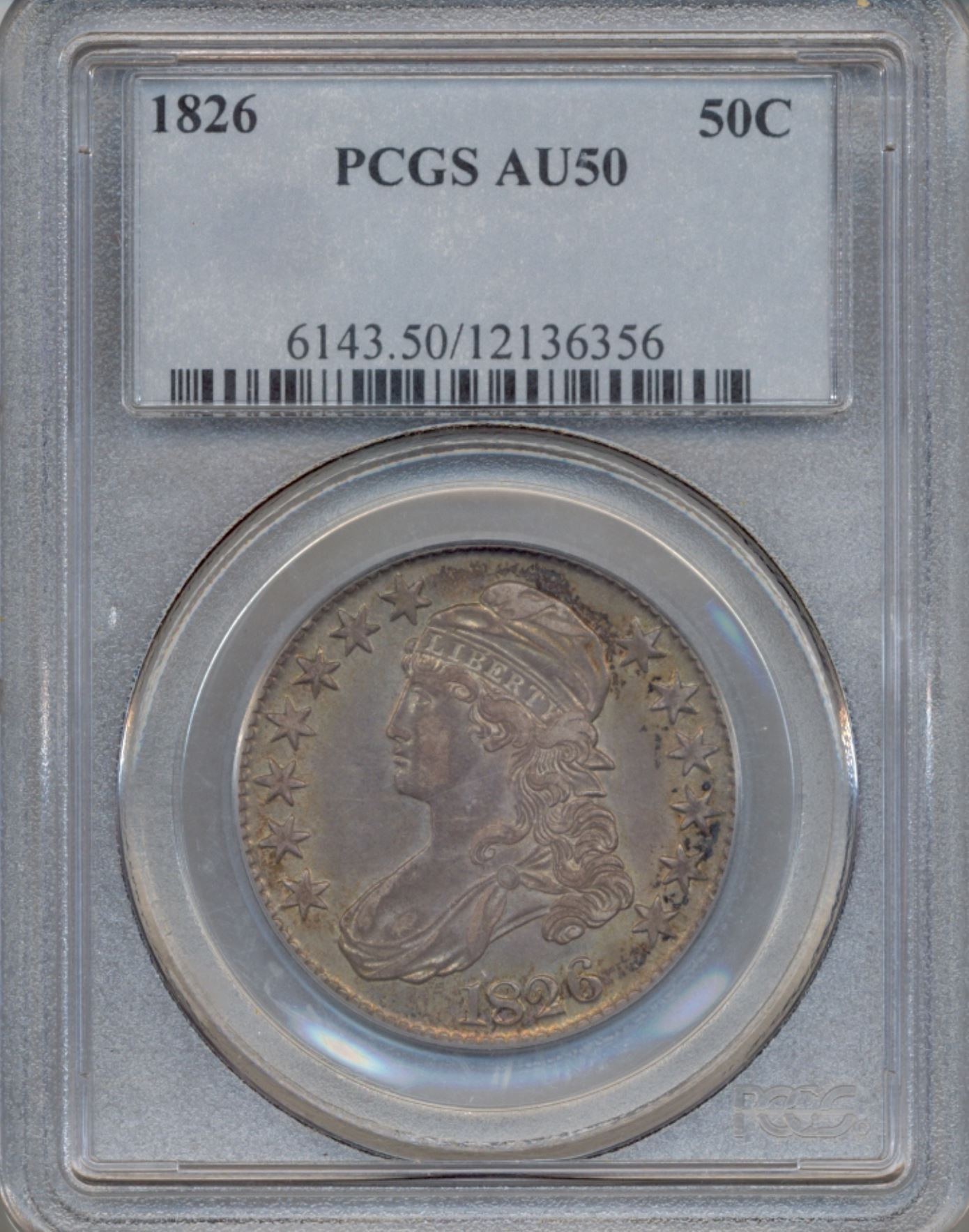 1826 Liberty Bust Half Dollar Coin PCGS AU50