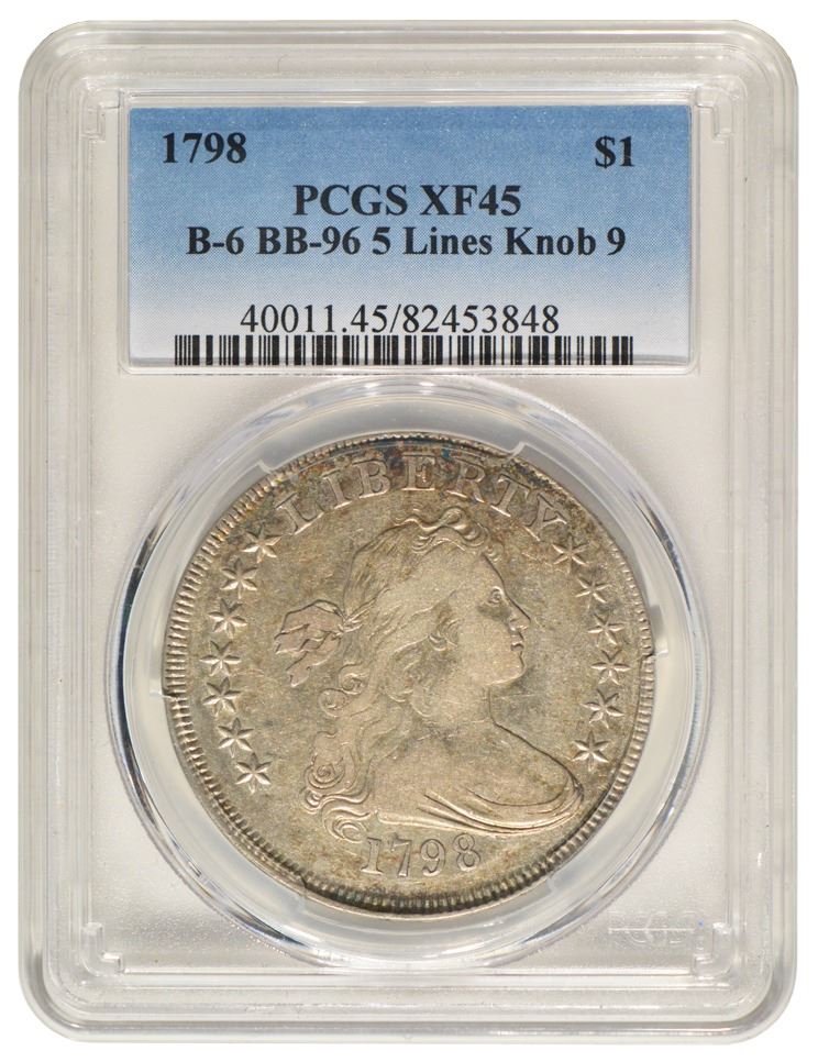 1798 Draped Bust Liberty Dollar Coin PCGS XF45