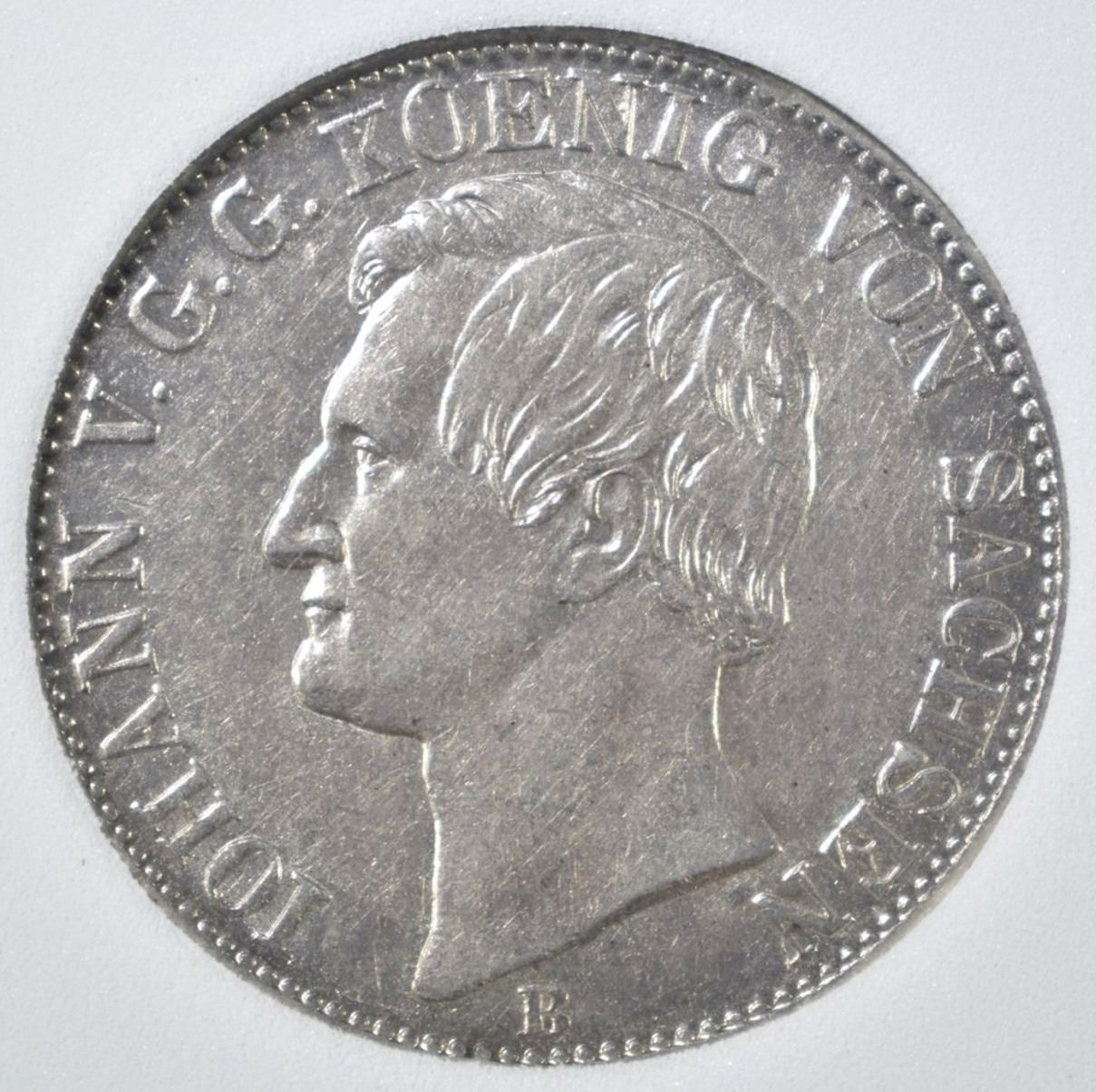 1861-B SAXONY GERMANY THALER NNC AU BU