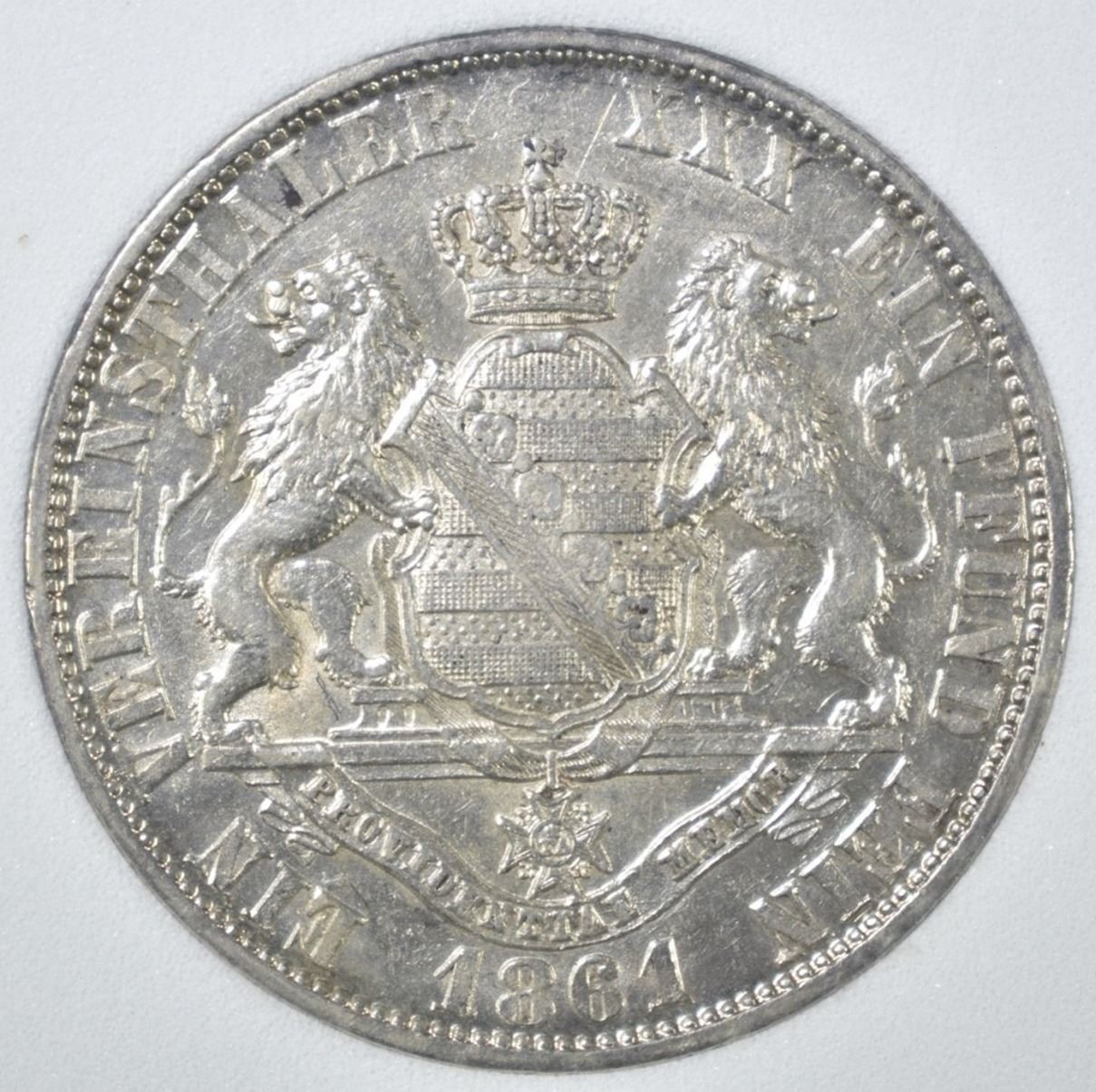 1861-B SAXONY GERMANY THALER NNC AU BU