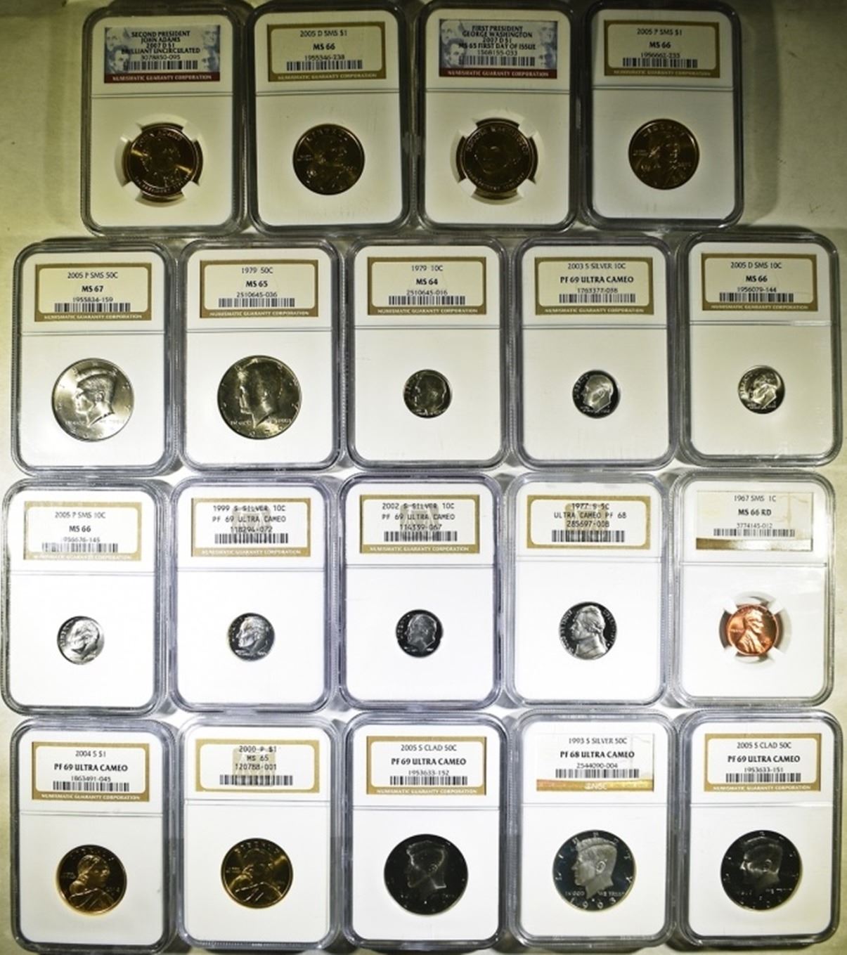 19-NGC SLABBED COINS, CENTS THRU DOLLARS