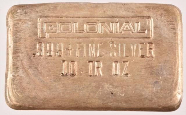 2 Ten Troy Ounce Colonial Silver Bars