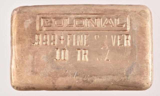 2 Ten Troy Ounce Colonial Silver Bars