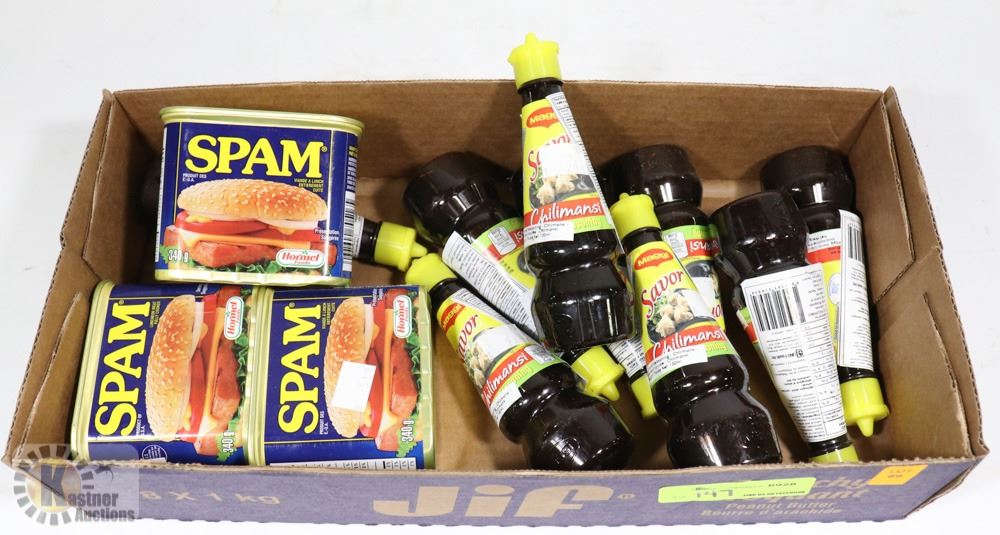LOT OF SPAM AND MAGGI SAVOR CHILIMANSI LIQUID