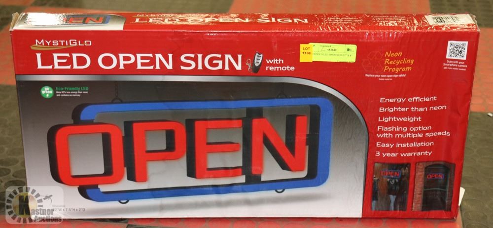 MYSTIGLO LED OPEN SIGN 22" X 8"