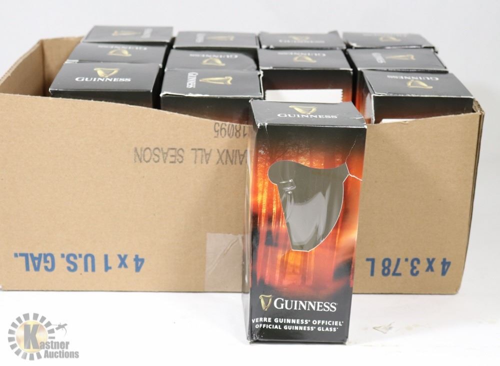 BOX W/12 NEW OFFICIAL GUINNESS BEER