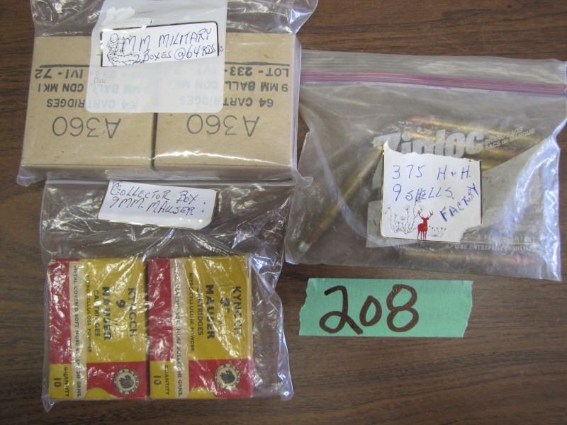 Lot 2 Boxes 9mm Mauser Kynoch, 2 Boxes Military 9mm, 9 Rounds .375 H&H