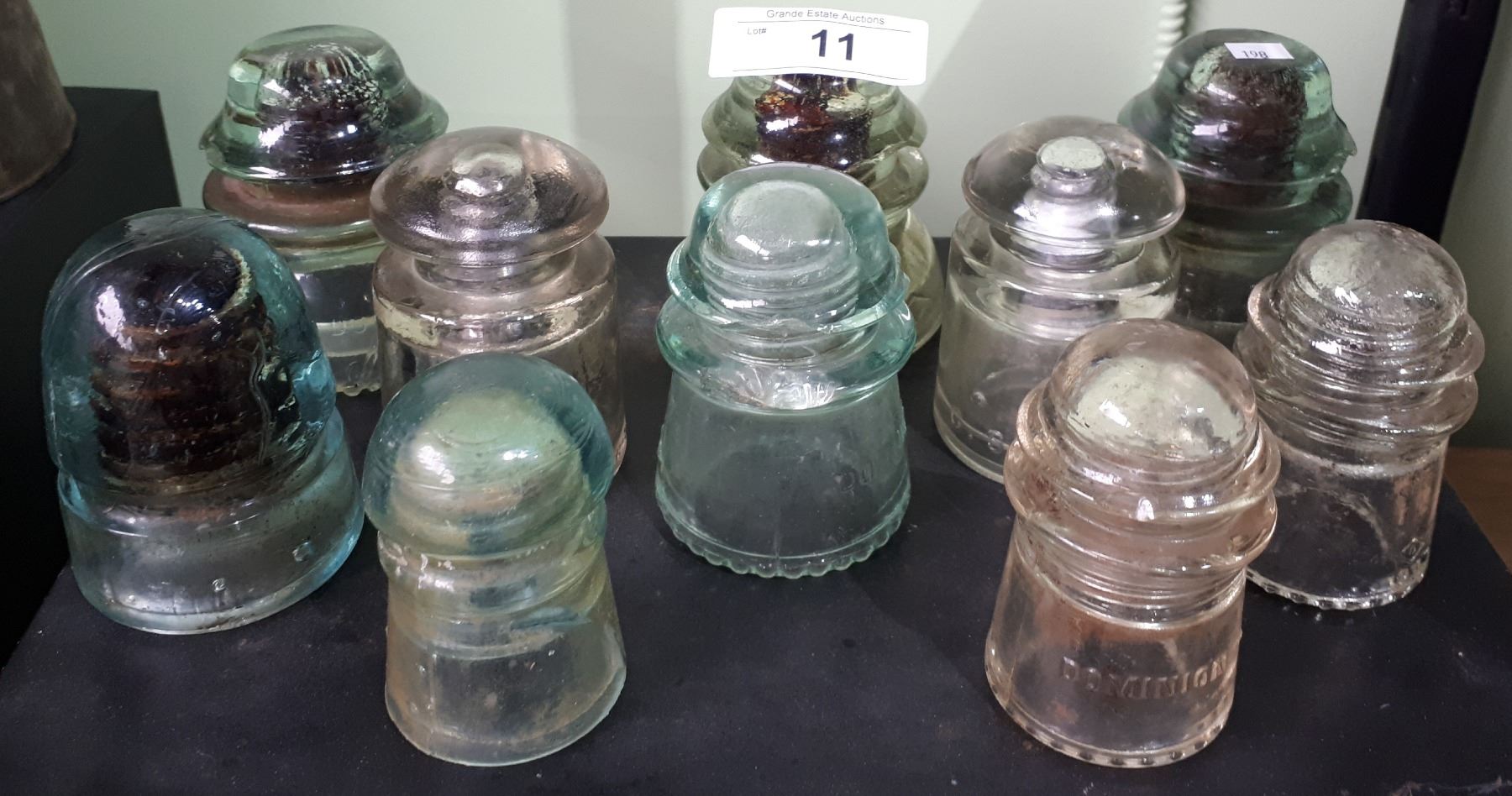 10 ANTIQUE GLASS INSULATORS