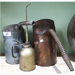 3 ANTIQUE OIL FILL CANS