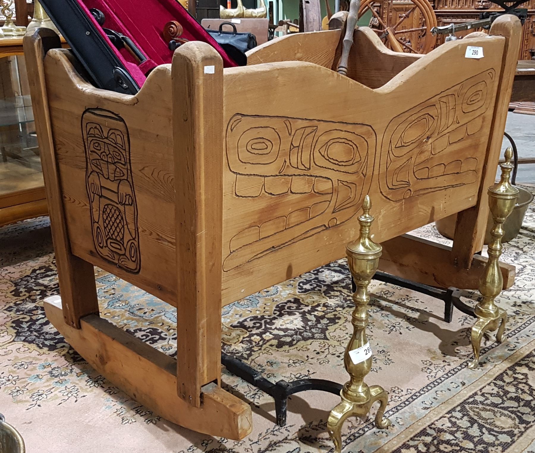 VINTAGE WEST COAST NATIVE CARVED CRADLE