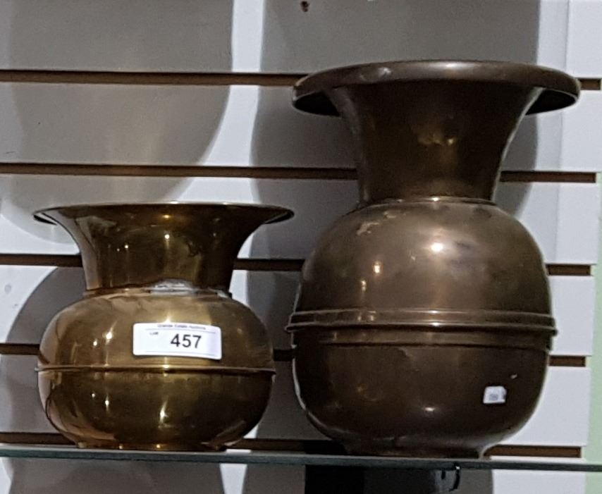 TWO BRASS SPITTOONS