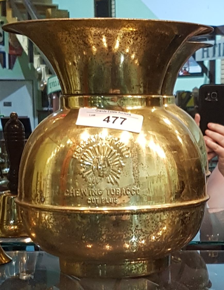 VINTAGE REDSKIN BRAND CHEWING TOBACCO SPITTOON