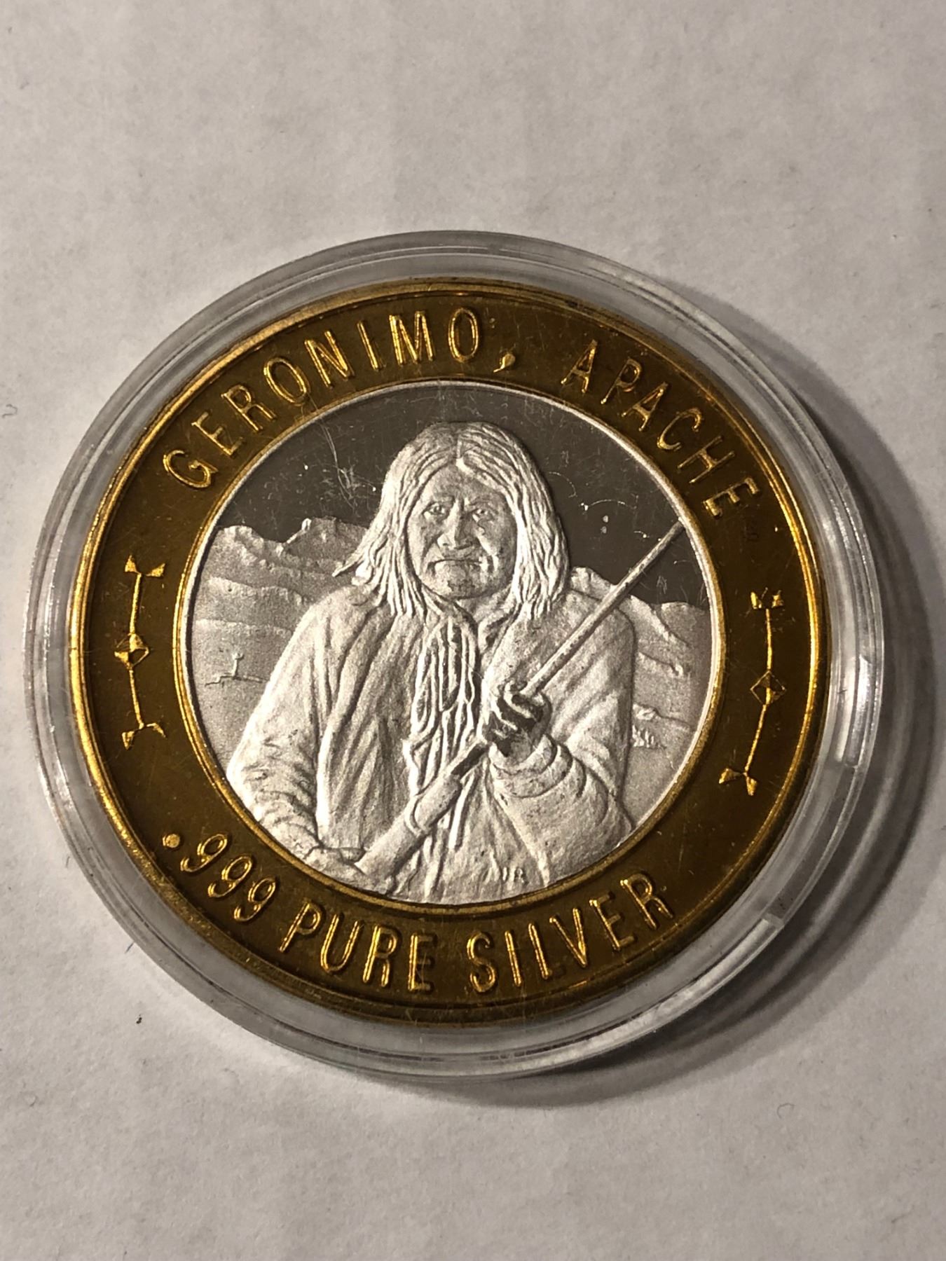 999 Pure Silver Casino Coin GERONIMO APACHE Native American Series