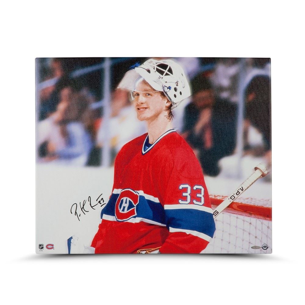 Patrick Roy Signed Canadiens "Beginnings" 20x24 Photo on Canvas (UDA COA)