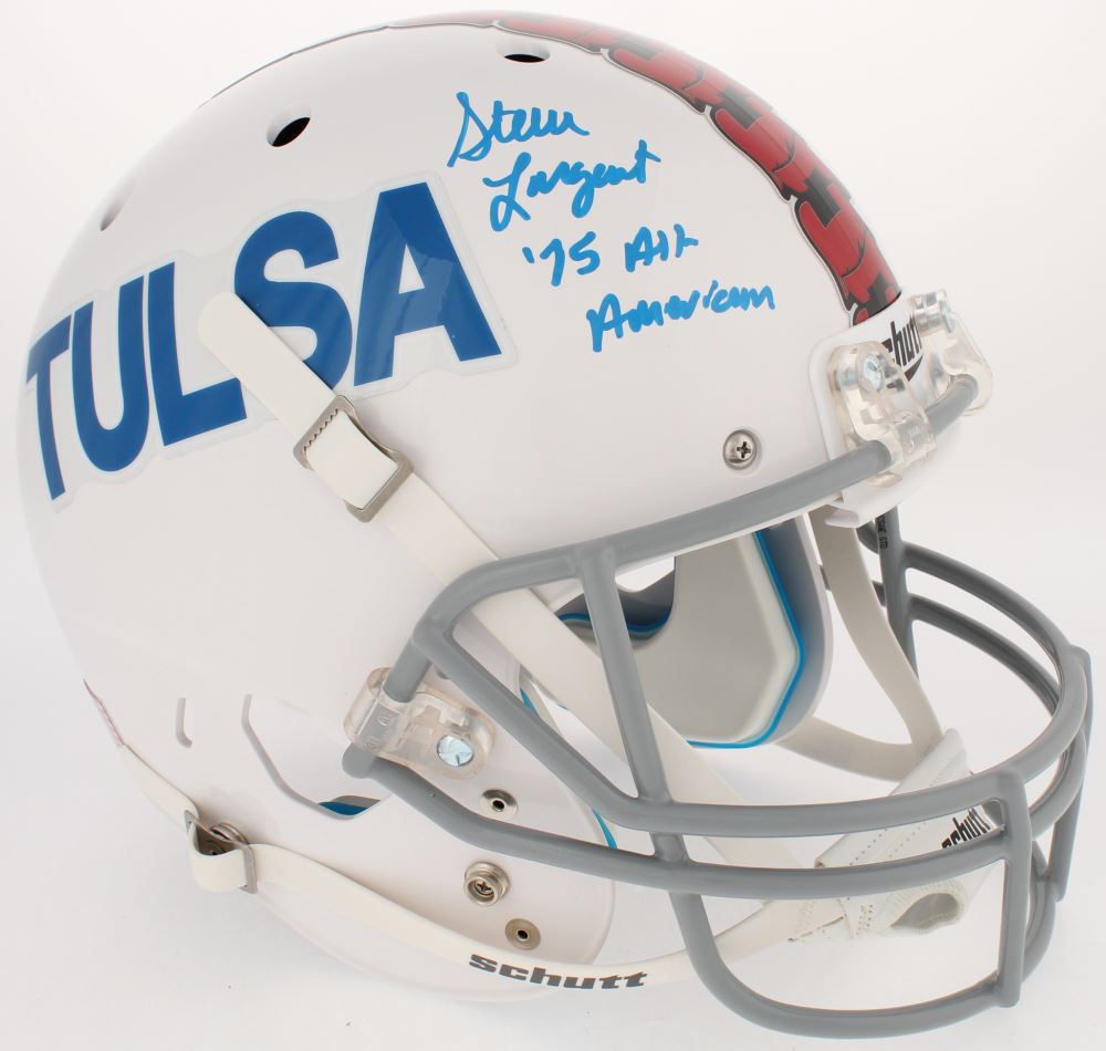 Steve Largent Signed Tulsa Golden Hurricanes Full-Size Helmet Inscribed ...