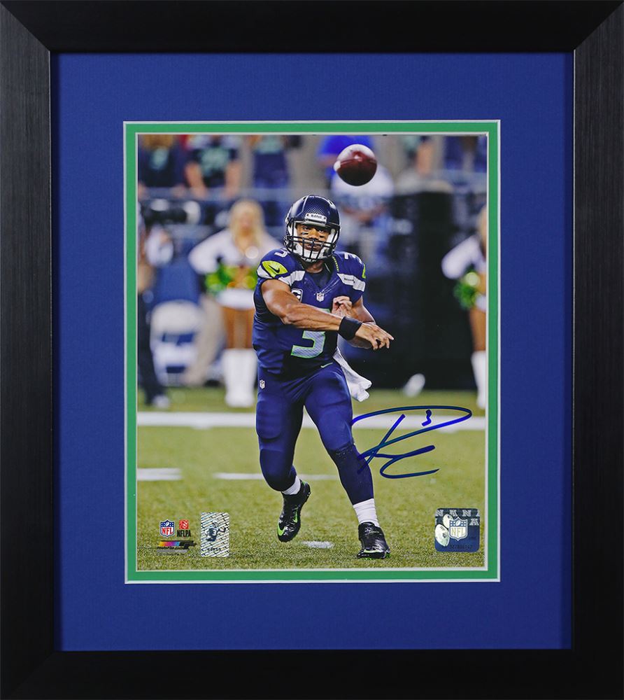 Russell Wilson Signed Seahawks 14x18.5 Custom Framed Photo Display ...