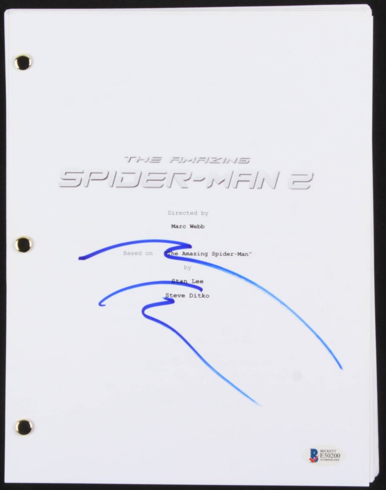 Andrew Garfield Signed The Amazing Spider Man 2 Full Movie Script Beckett Coa